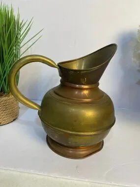 Source Unknown | Accents | Vintage Solid Brass Copper Pitcher Home ...